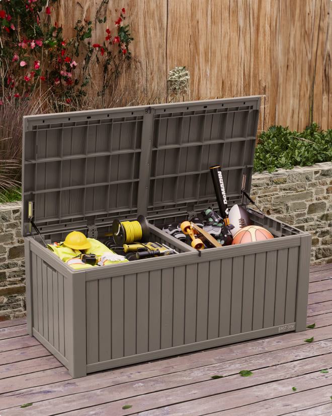 180 Gallon Waterproof Deck Box East Oak
